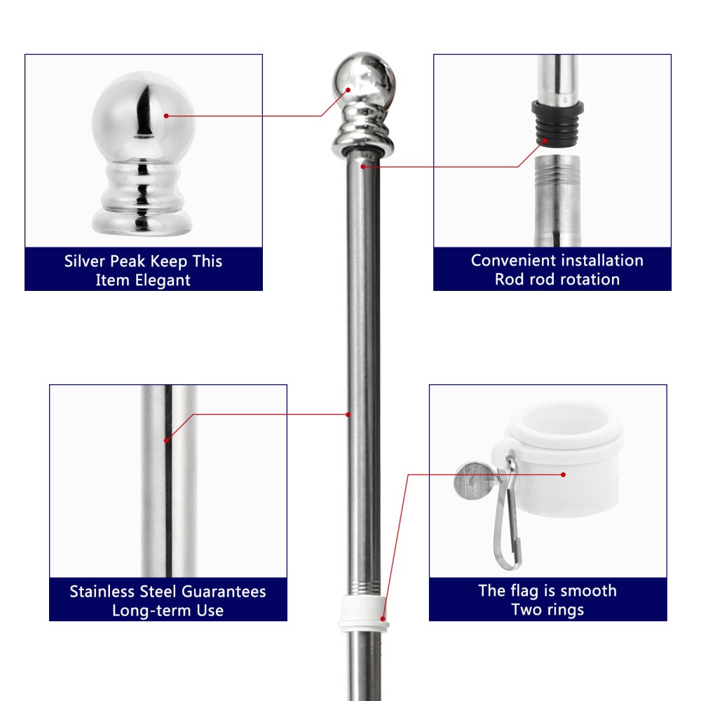 6pcs 1.8m Telescopic Flag Pole Flagpole Guide Bann... – Grandado