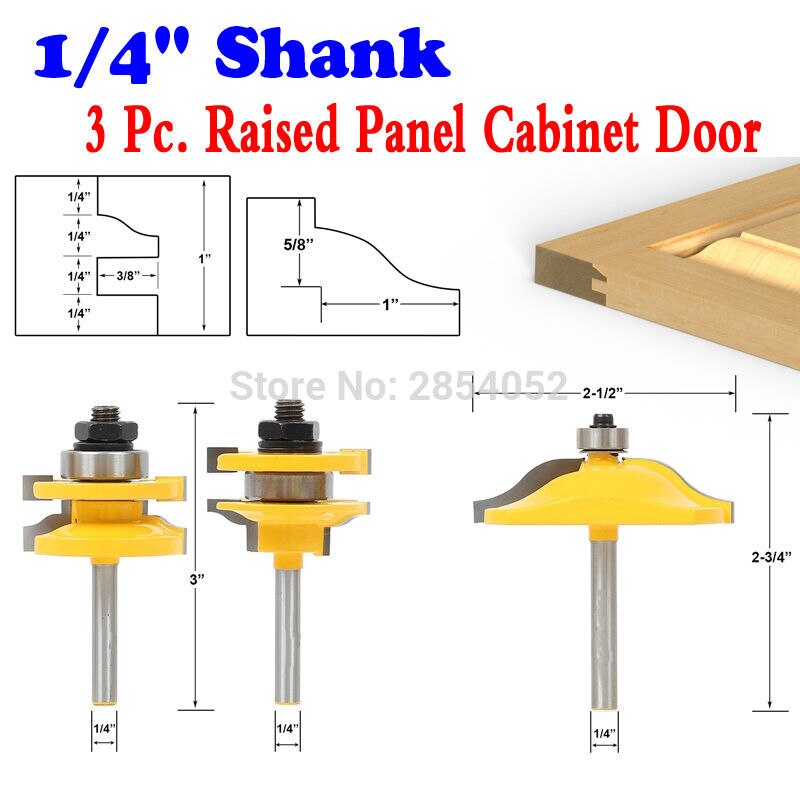 Raised Panel Cabinet Door Router Bit Set - 3 Bit O... – Grandado