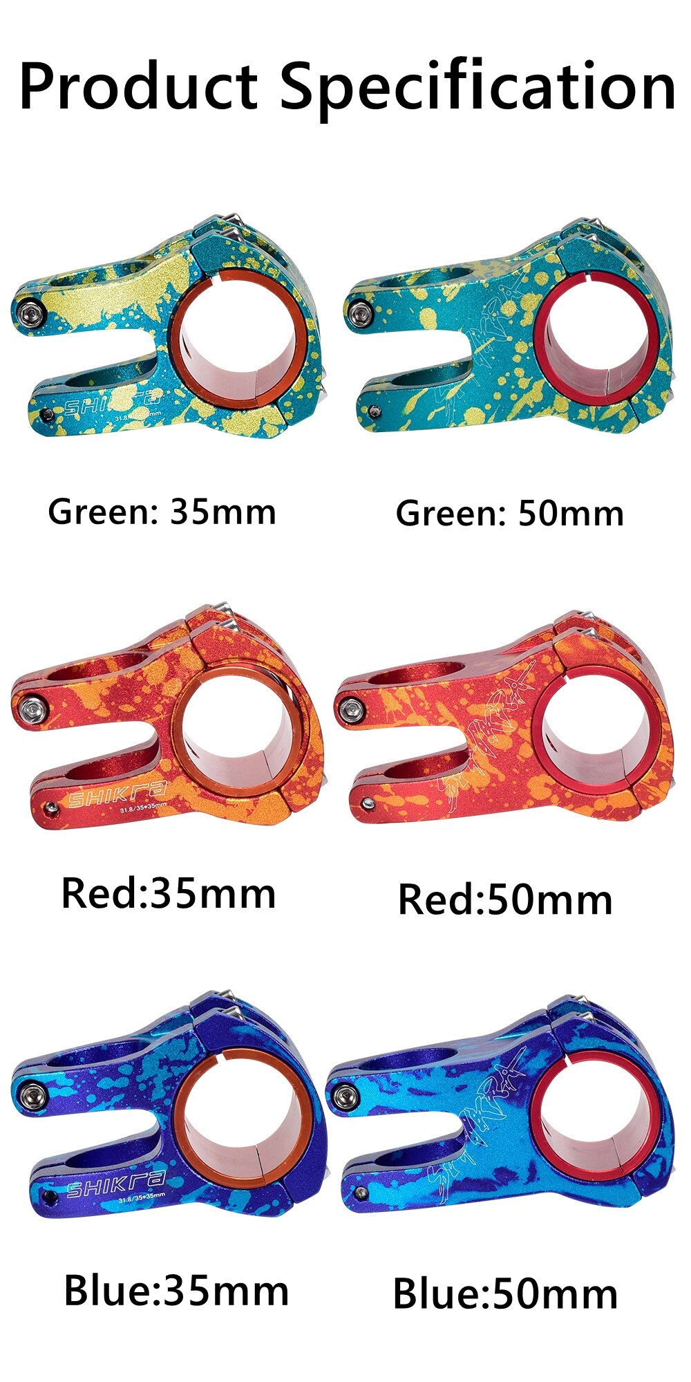 Mountain Bike Stem 31.8/35mm 35mm/50mm Dazzle Bicy... – Vicedeal