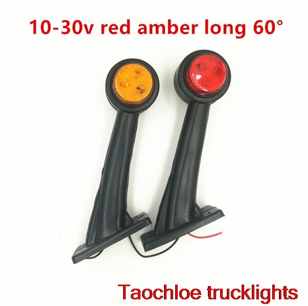 2 X long 2'' red amber truck amp 12V 24v double face rubber stalk lamps ...
