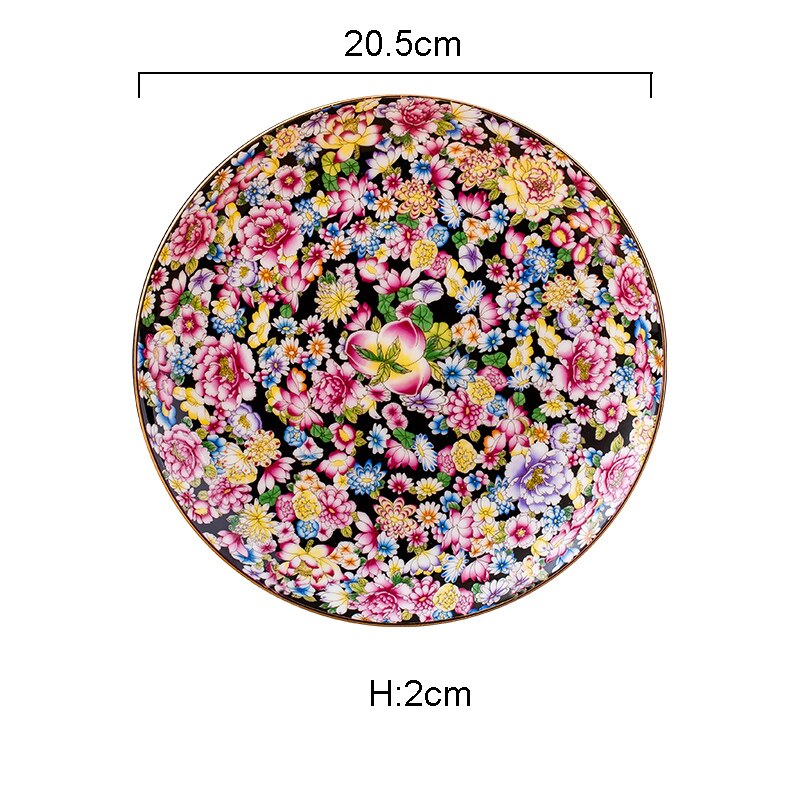 Chinese Enamel Gold Stroke Ceramic Dinner Plates a... – Grandado