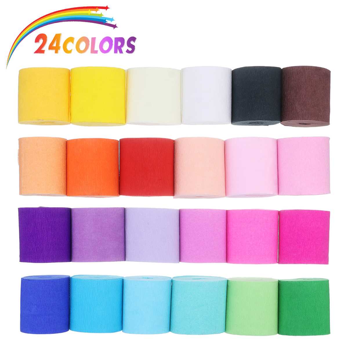 24Pcs/set Colored Crepe Paper Roll Origami Crinkle... – Grandado