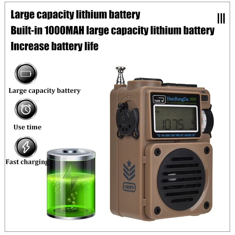 HRD-701 full band digital radio portable subwoofer... – Grandado