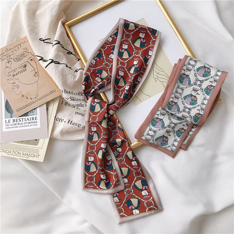 Small silk like scarf lady spring and autumn corne... – Grandado