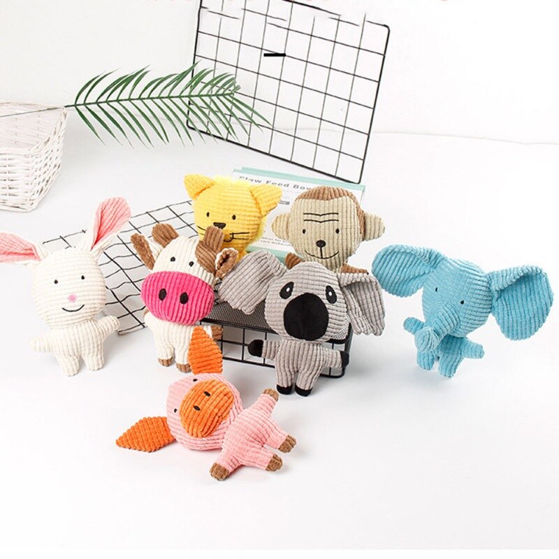 18 Colors Plush Toys Squeak Pet wolf rabbit animal... – Grandado