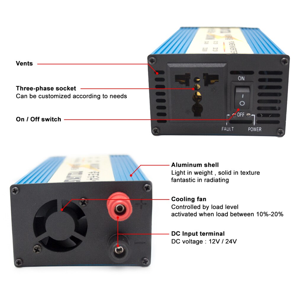 Voiture onduleur batterie 12V 24V à 220V tension 1... – Grandado