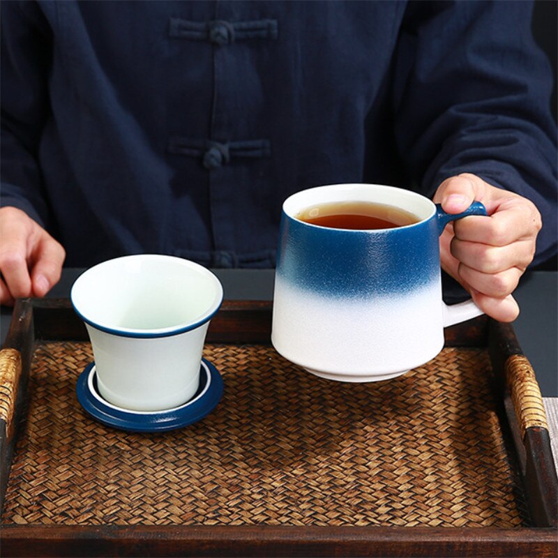 Taza de té de cerámica con tapa y filtro, taza de ... – Vicedeal