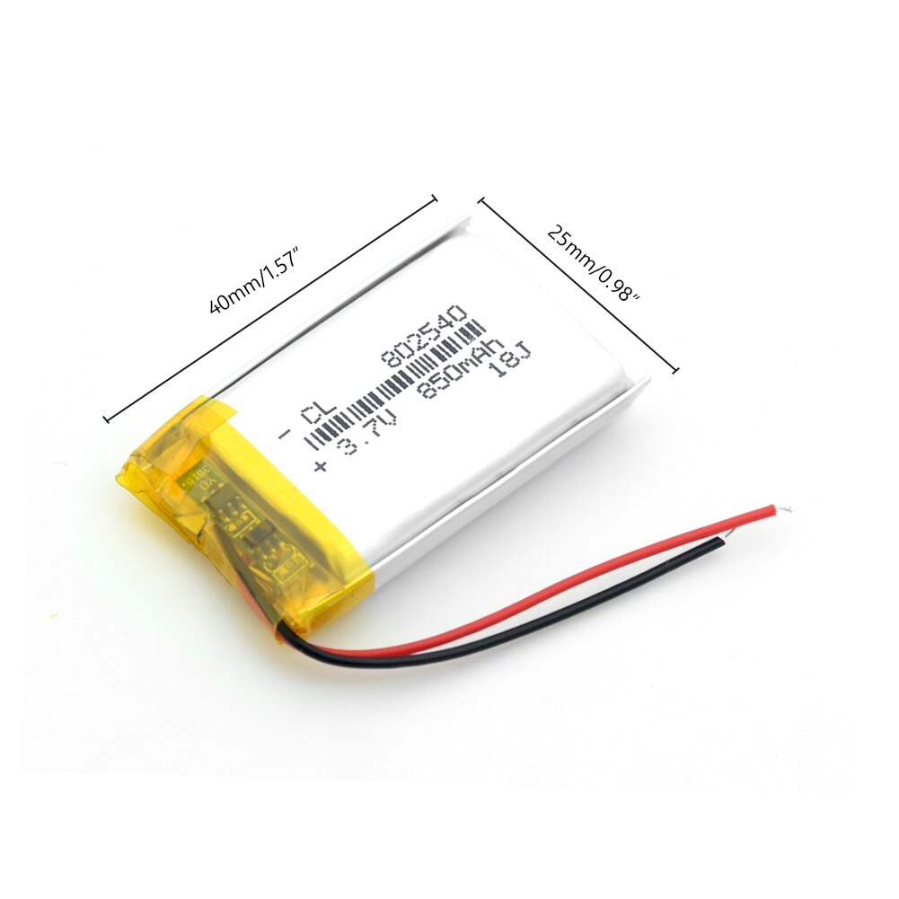 3.7V 850mAh 802540 Li-ion Battery Lithium Polymer ... – Grandado