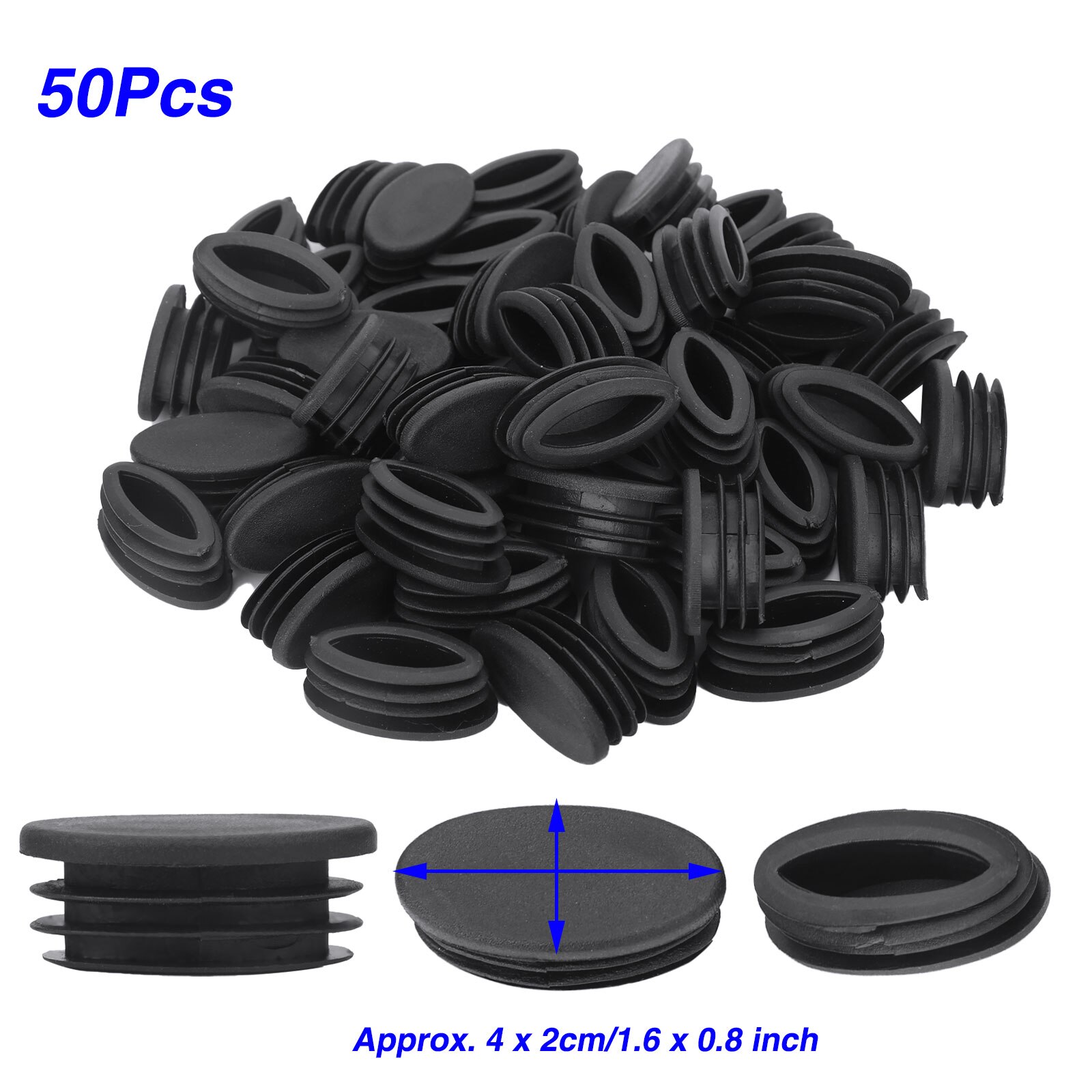 50 Oval Elliptical Tube End Caps Legs Protectors C... – Grandado