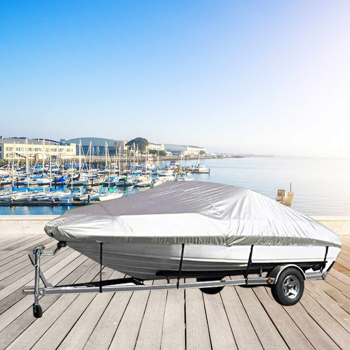 11-22ft Silver Trailerable Boat Cover 210T Waterpr... – Grandado