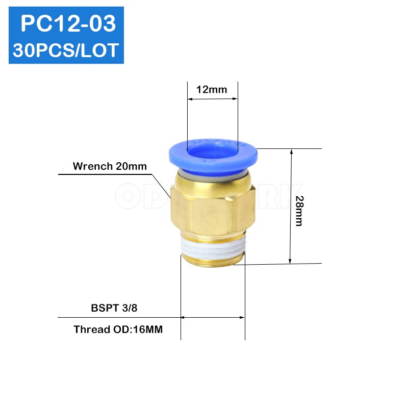 30Pcs Veel Bspt PC12-03, pneumatische Montage 12Mm... – Grandado
