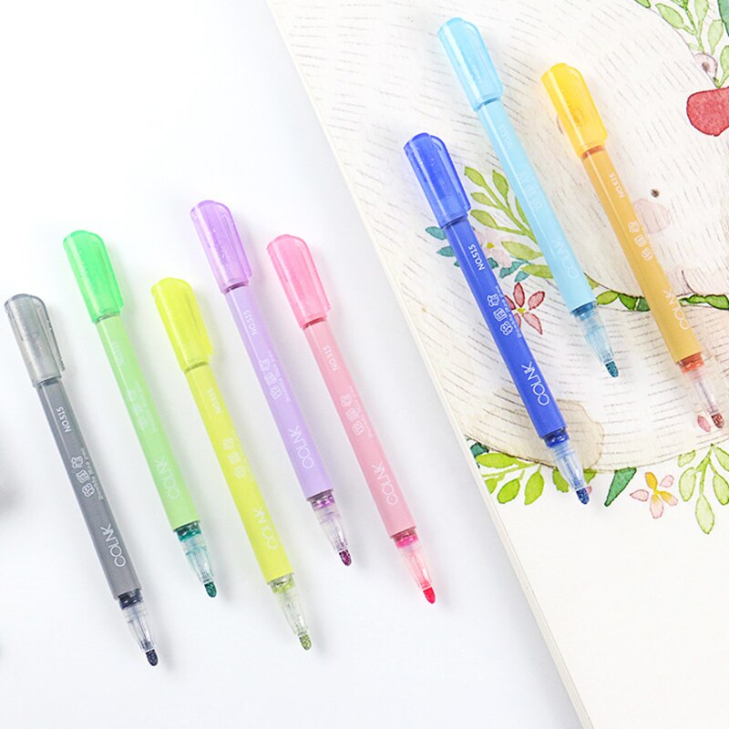 8 Color Double Line Outline Pen Highlighter Marker... – Vicedeal