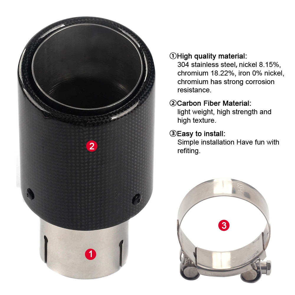 Car Rear Exhaust Muffler Pipes 3k Glossy Carbon St... – Vicedeal