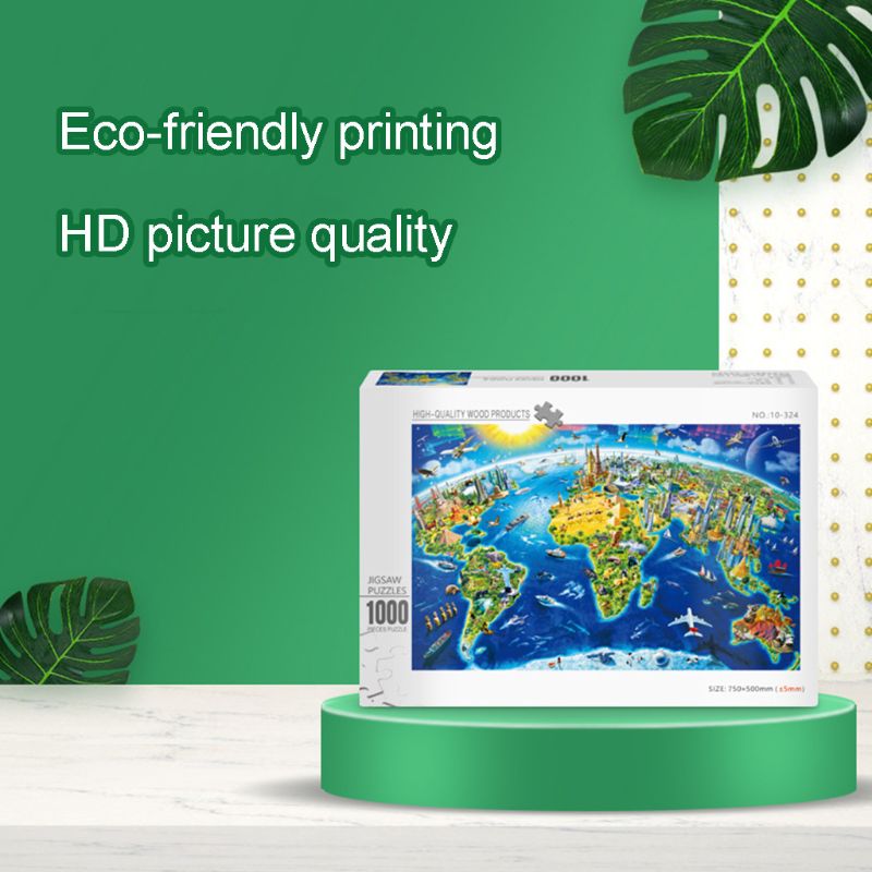 1000 Pcs/Pack World Landmarks Map Puzzle Wood Jigs... – Grandado