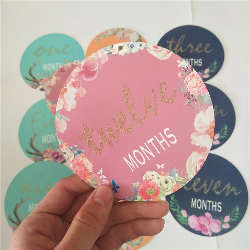 12 Pcs/set Baby Girls Boys Milestone Stickers 12 M... – Grandado