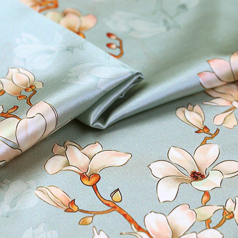 Magnolia heavy digital inkjet silk fabric mulberry... – Grandado