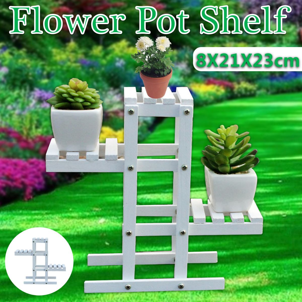White Modern Living Room Wooden Flower Pot Shelf P... – Vicedeal