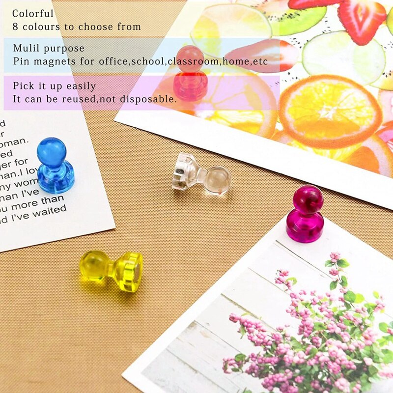 144 Pieces 8 Color Whiteboard Magnets,Push Pin Mag... – Vicedeal
