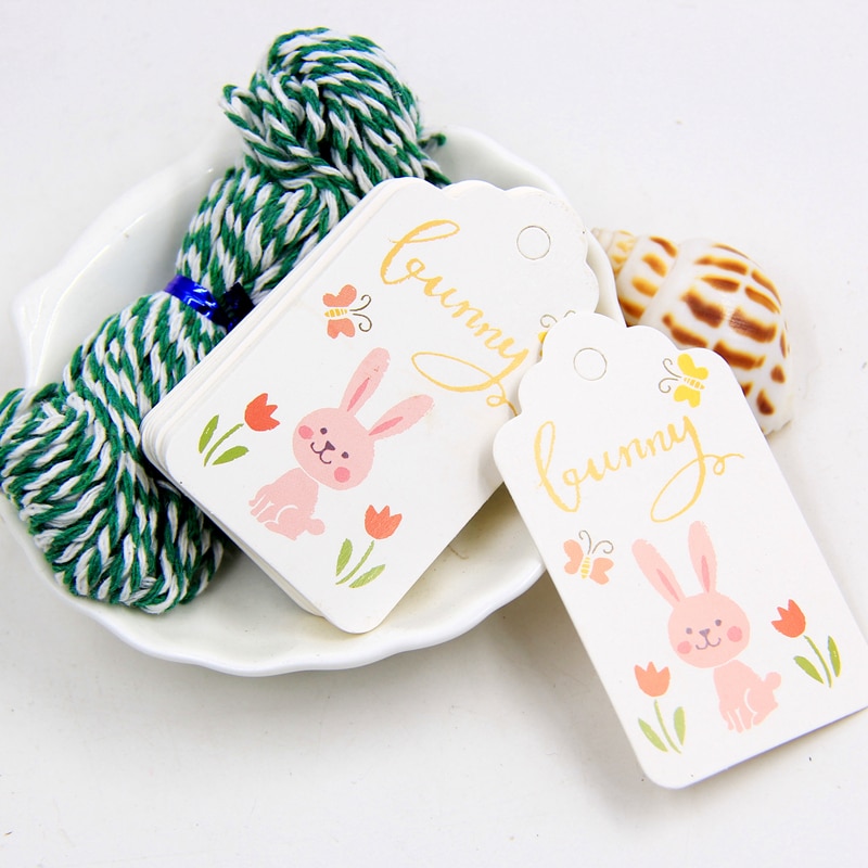 50PCS Easter Kraft Paper Tags With Rope Bunny Rabb... – Grandado