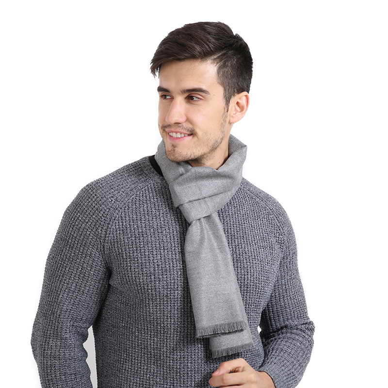 Autumn Cashmere Scarf Men Solid Color Pashmina Sha... – Grandado