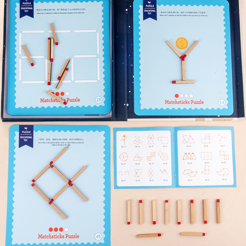OOTDTY Wooden Puzzle Match Sticks for Children Mat... – Grandado