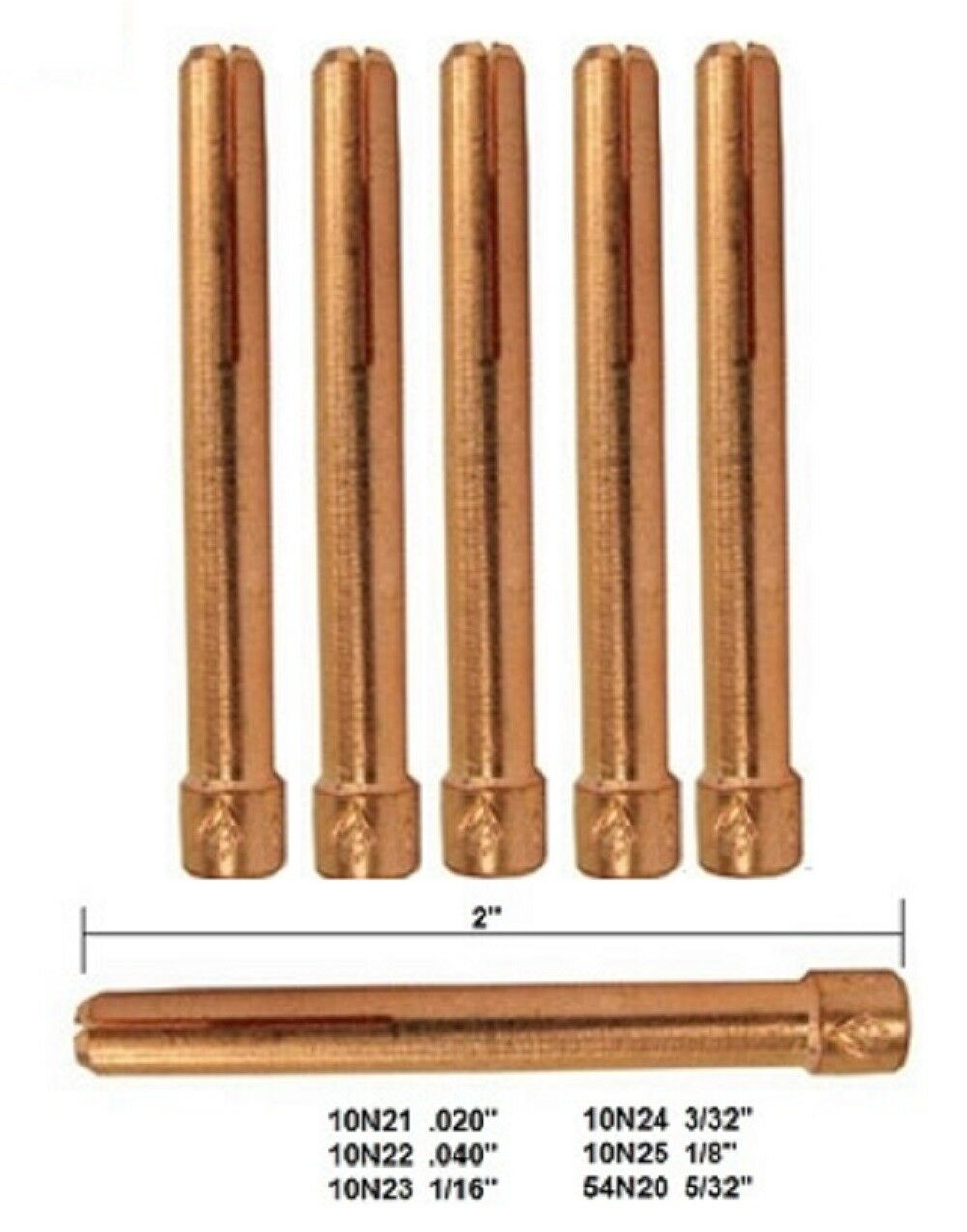 10pcs 1/8" 10N25 3.2mm TIG Collet Tips For WP17 18... – Grandado