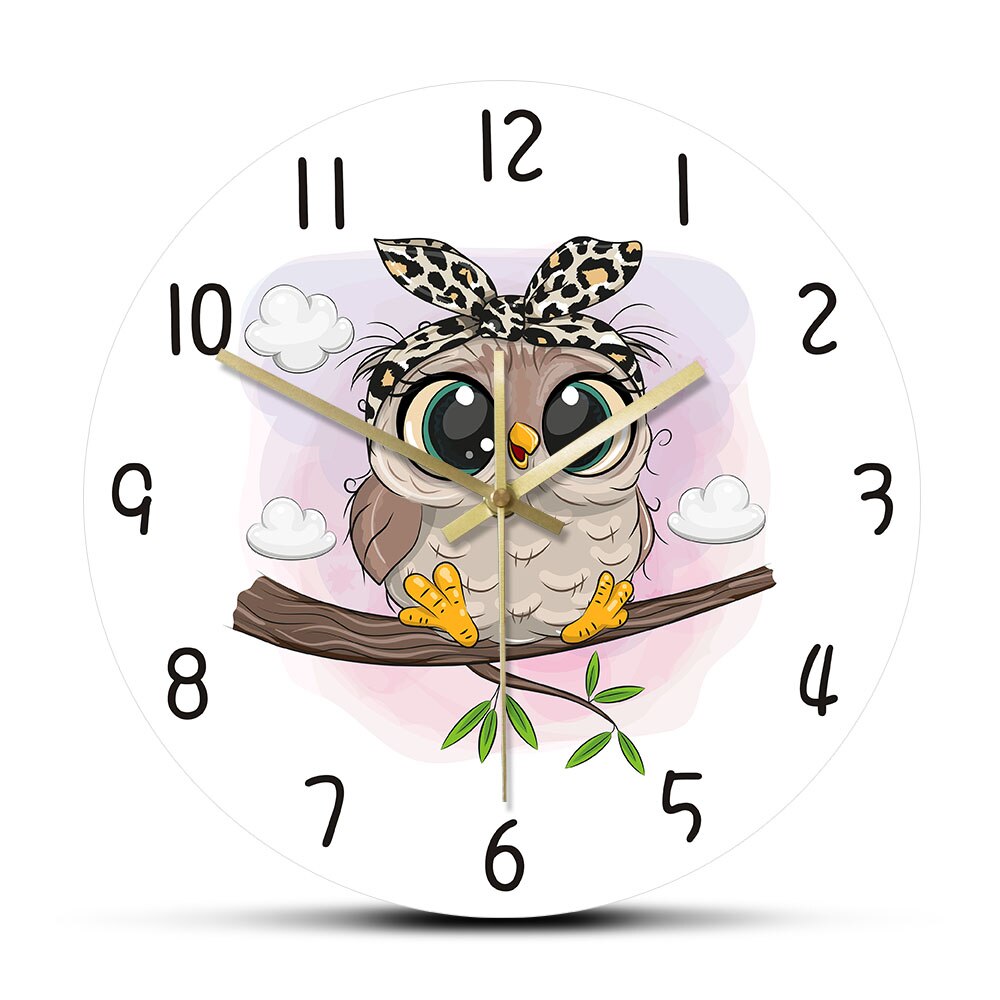 Cartoon Owl Wall Clock Digital Art Print Painting ... – Grandado
