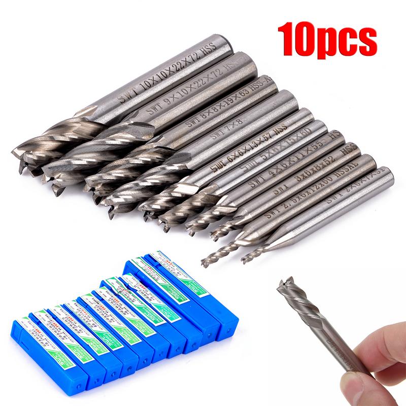 10PCS HSS 2-10mm Milling Cutter CNC Straight Shank... – Vicedeal