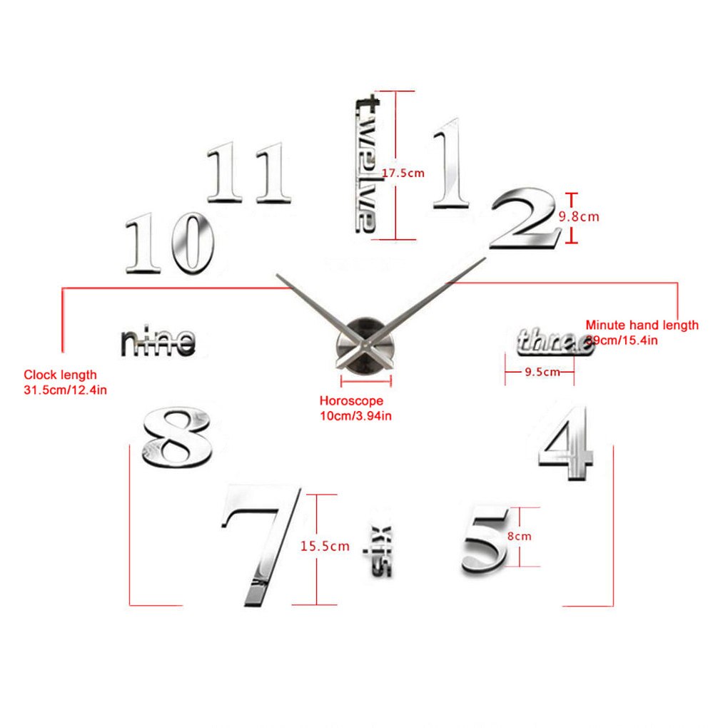Modern Mini DIY Large Wall-Clock Sticker Mute Digi... – Grandado