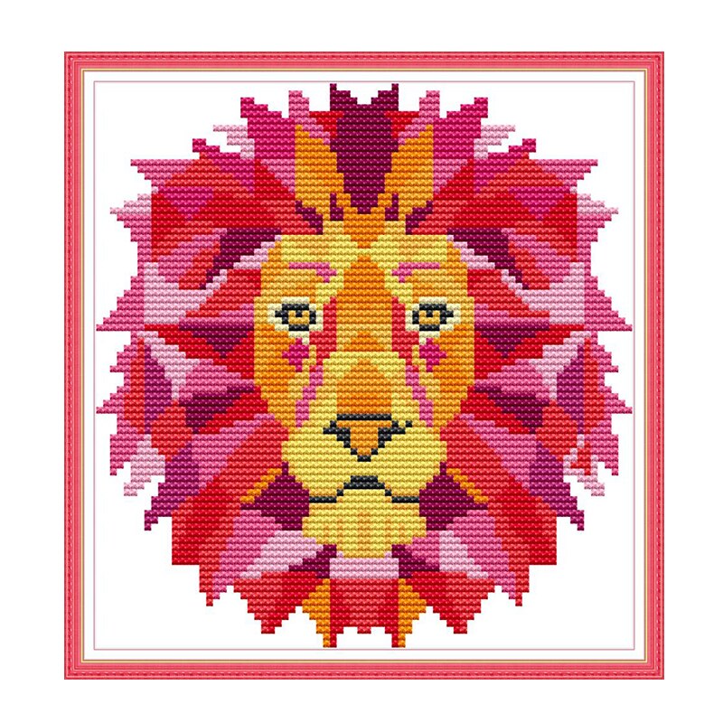 Abstrakt djur - lejon korsstygn kit aida 14ct 11ct... – Grandado