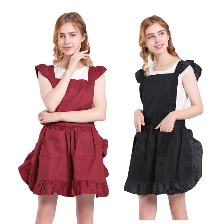 Womens Meisjes Ruches Overzicht Retro Witte Schort... – Vicedeal