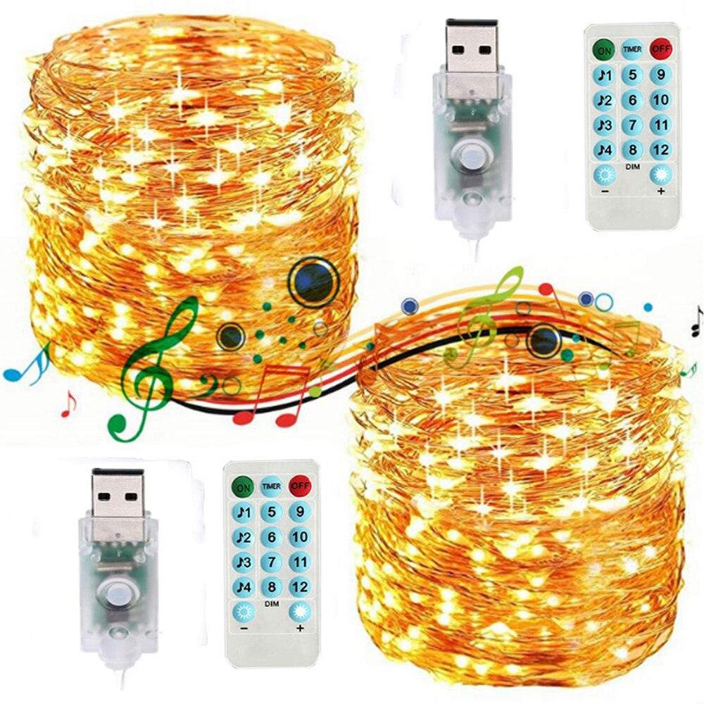 christmas decor lights led music remote control st... – Vicedeal