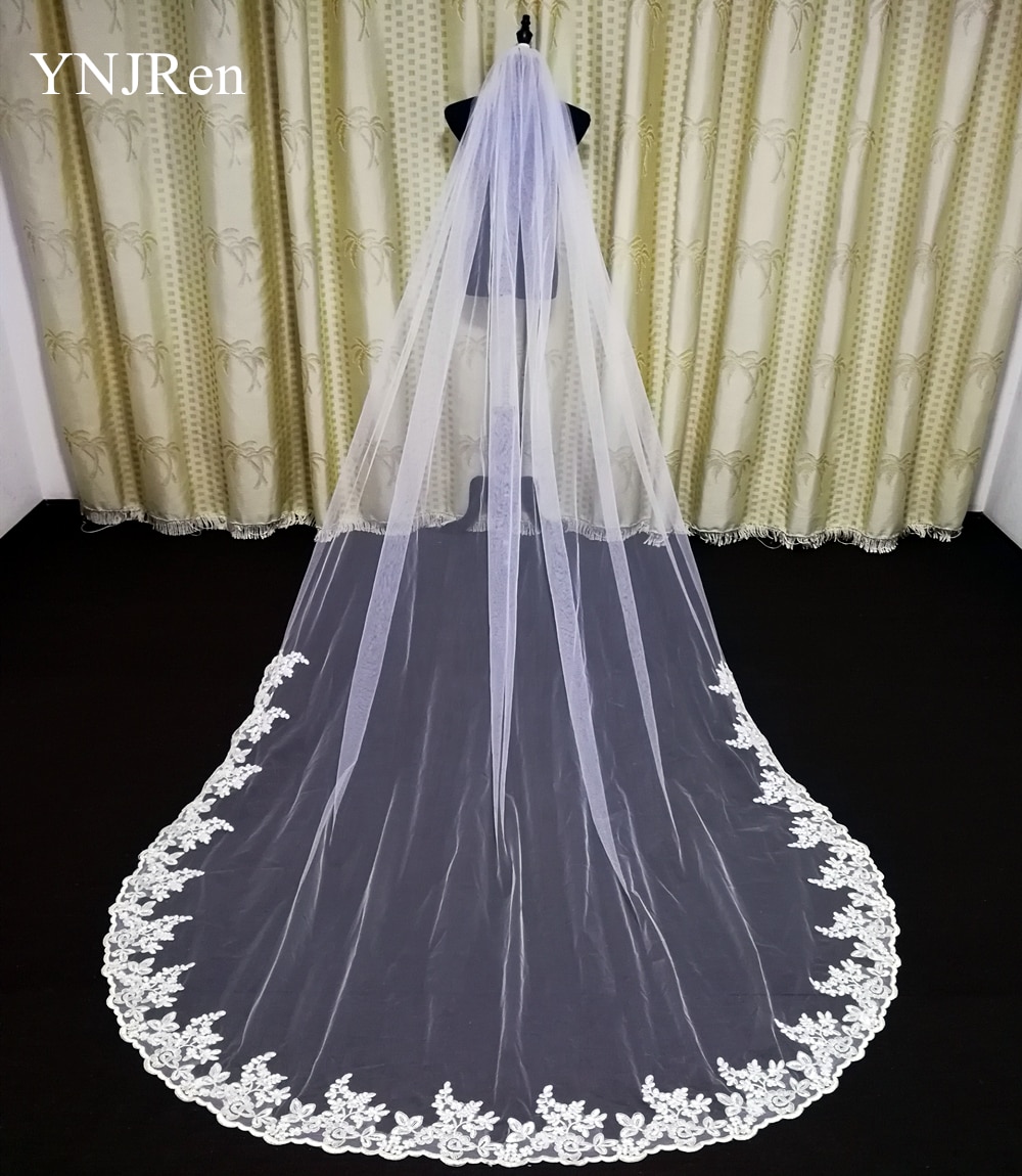 Cathedral Wedding Veils 3 Meter Long Lace Edge Bri... – Vicedeal