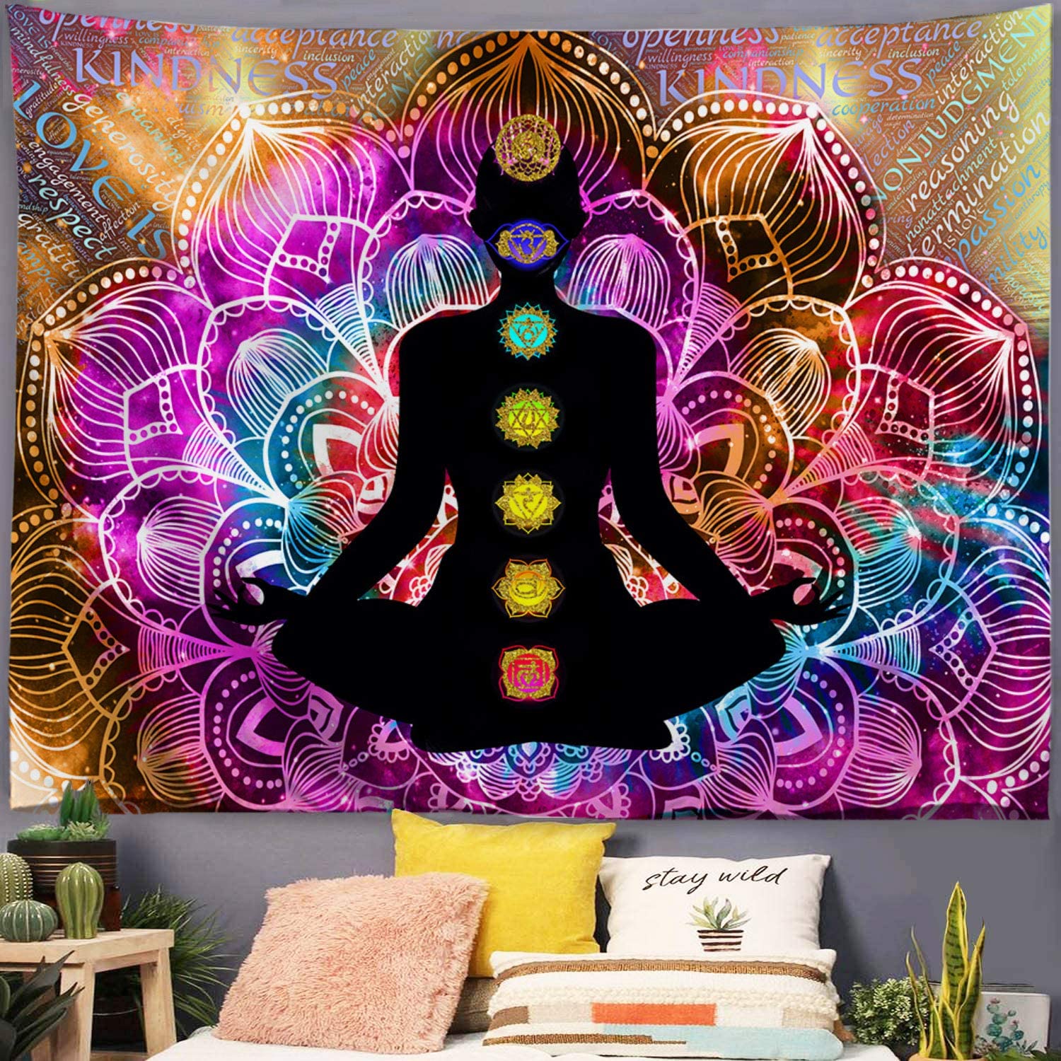 Zeven Chakra Tapestry Trippy Kleurrijke Mandala Me... – Grandado