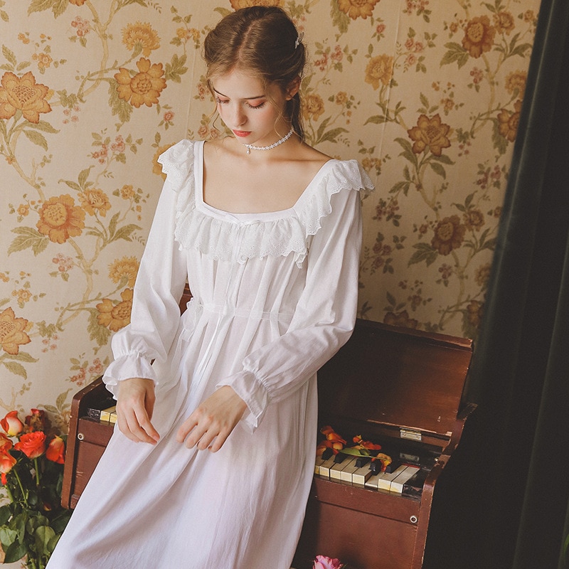 Cotton Nightgowns Sleepshirt Long Dress Spring Nig... – Vicedeal