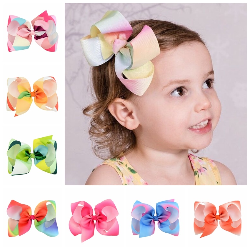1 piece 6 Inch Large Rainbow Grosgrain Ribbon Bow ... – Grandado