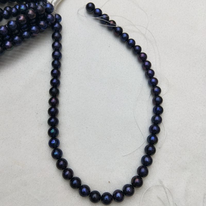9-10mm Freshwater natural round black pearls stran... – Grandado
