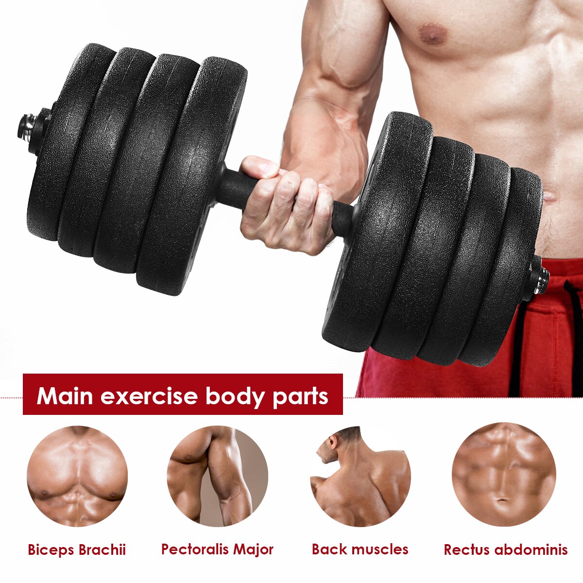 Verstelbare Een Paar 30Kg Halter Gewicht Set Effen... – Vicedeal