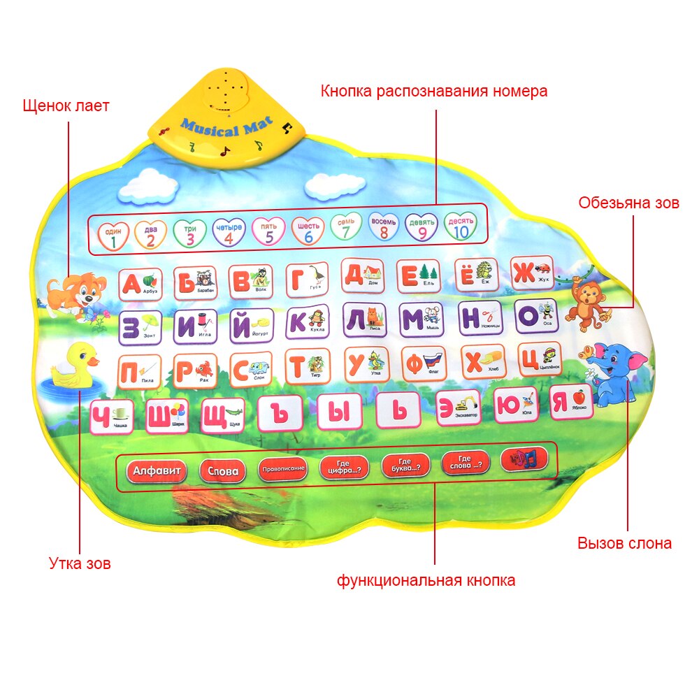 73x49cm Baby Russian Musical Mat with Alphabet & N... – Grandado