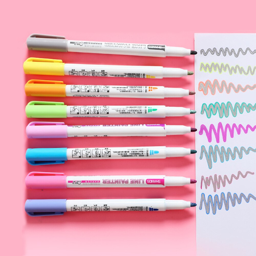 8 Colors/Set Card Writing Drawing Pens Double Line... – Grandado