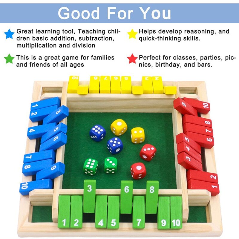 Wooden Board Dice Game Including Eight Dices Educa... – Grandado