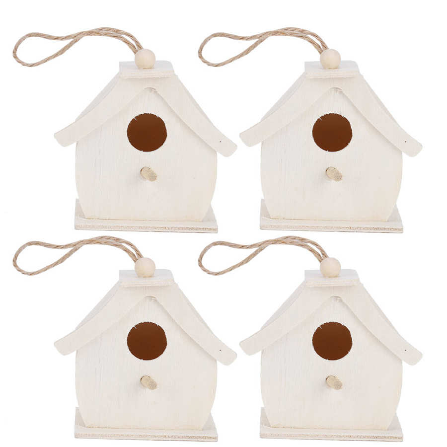 4Pcs Diy House Bird Box Wooden Birdhouse Mini Wood... – Vicedeal
