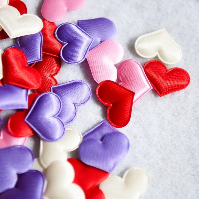 100pcs 6 Colors 35mm Sponge Satin Fabric Heart Clo... – Grandado