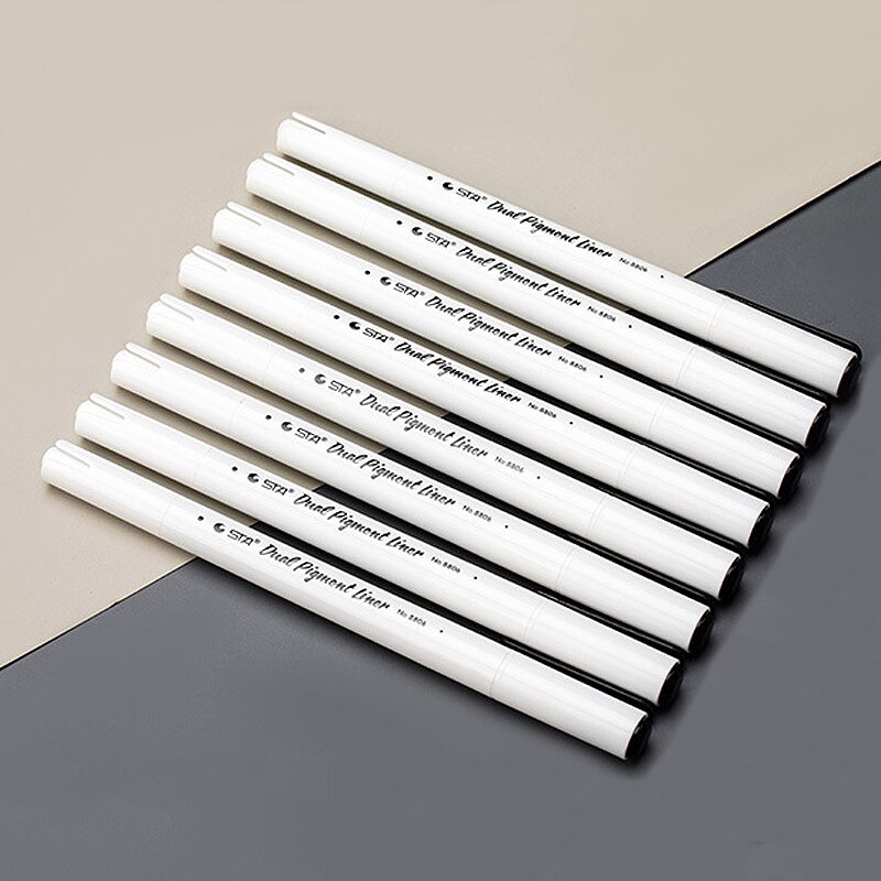 STA Double Black Pigment Liner Pen Water-proof Dra... – Grandado