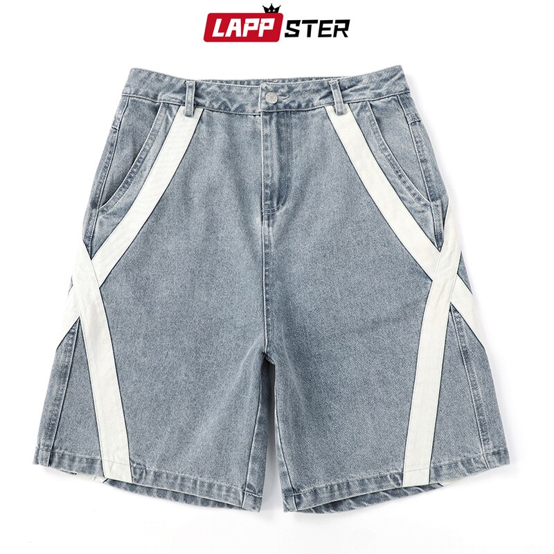 LAPPSTER Summer Men Cross Jeans Shorts Mens Street... – Grandado