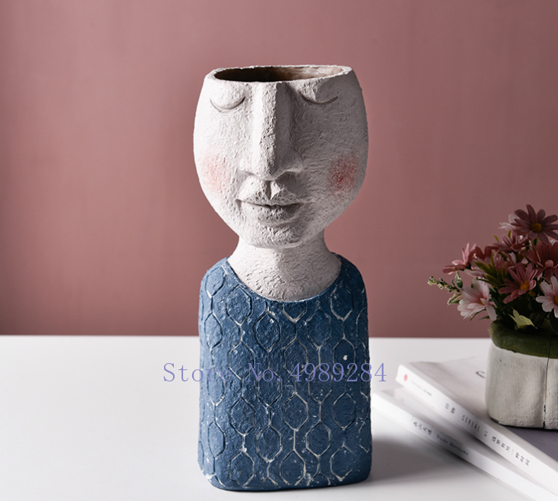 Nordic Resin Human head vase vase sculpture human ... – Grandado