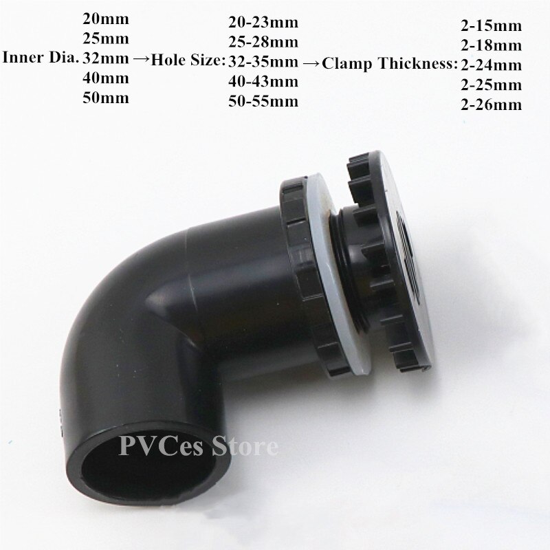 1PC ID 20~50mm PVC Pipe Elbow Aquarium Fish Tank D... – Grandado