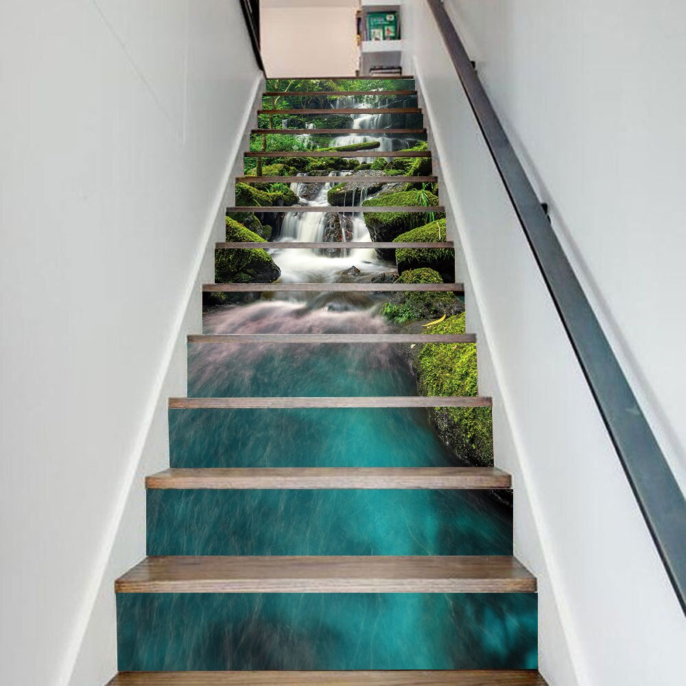 Rainforest Waterfall Staircase Sticker For To The ... – Grandado