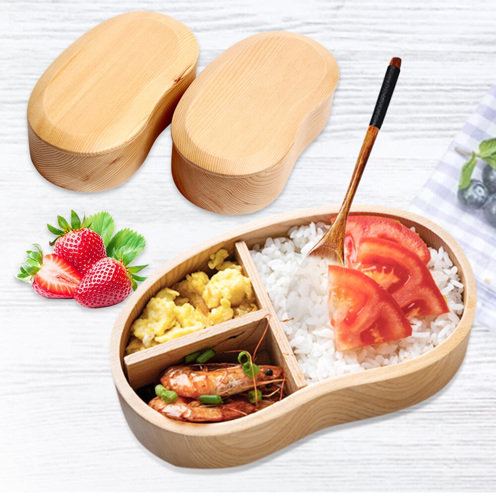 Wooden Lunch Box Set Student Bento Boxes Kit Eco-f... – Grandado