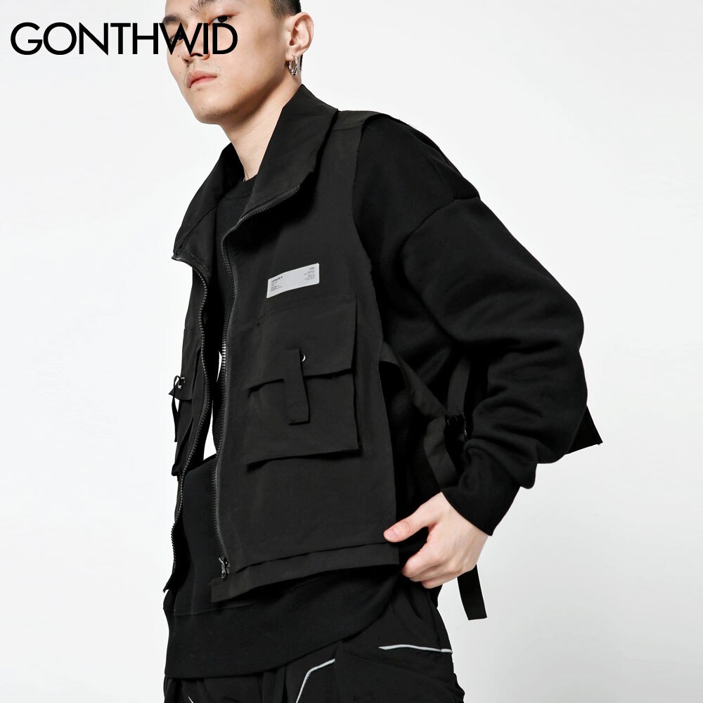 GONTHWID Multi Zipper Pockets Cargo Waistcoat Tool... – Grandado